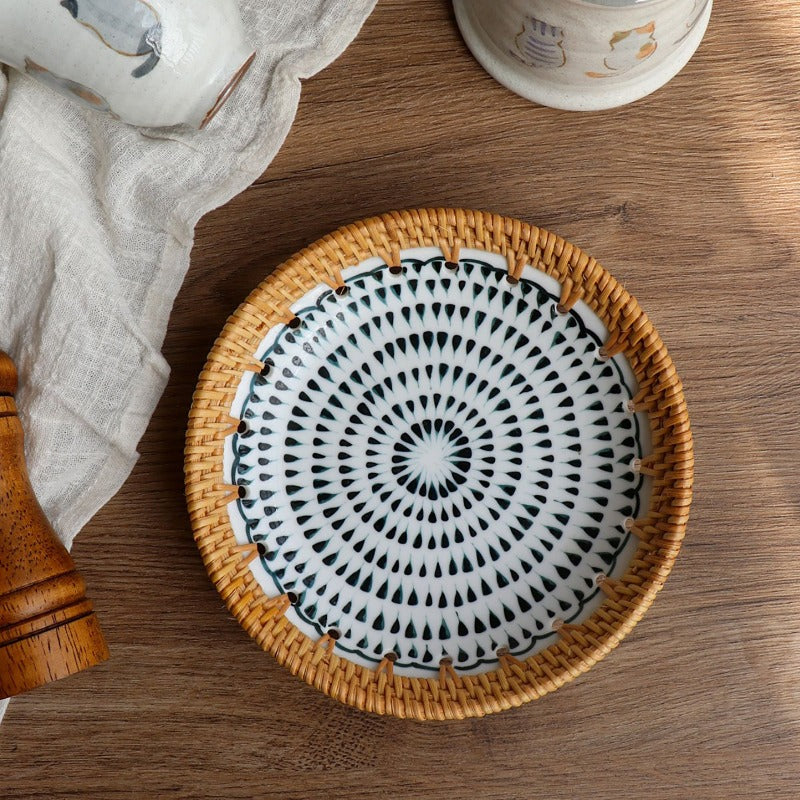 Rattan Snack Plate｜Ceramic Dishes – RavenStudioCrafts