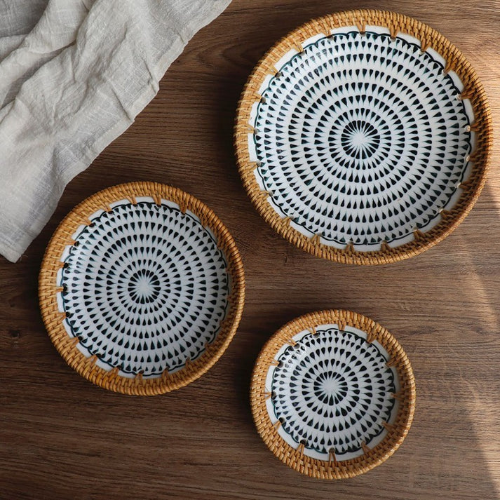 Rattan Snack Plate｜Ceramic Dishes – RavenStudioCrafts