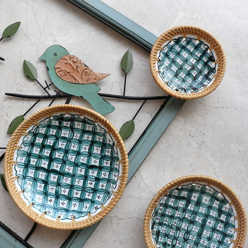 Rattan Snack Plate｜Ceramic Dishes – RavenStudioCrafts