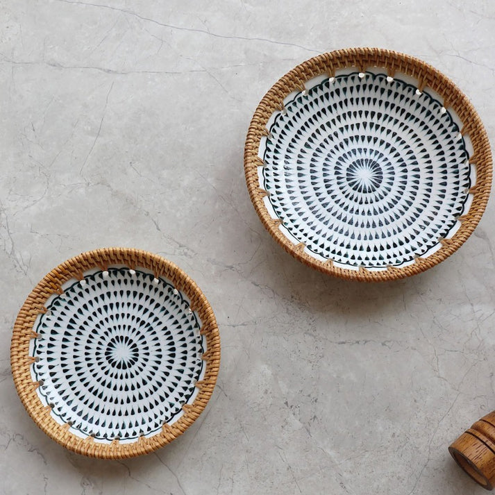 Rattan Snack Plate｜Ceramic Dishes – RavenStudioCrafts