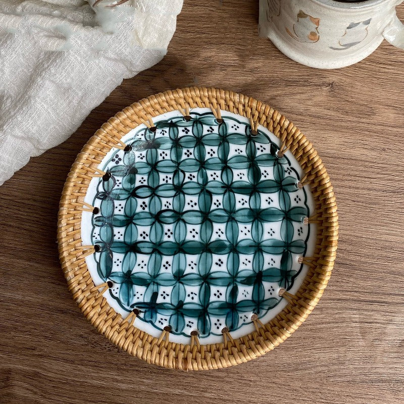 Rattan Snack Plate｜Ceramic Dishes – RavenStudioCrafts